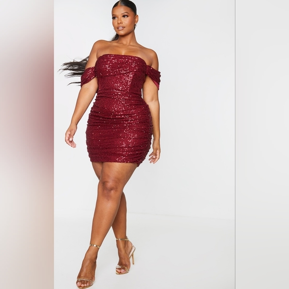 PrettyLittleThing | Dresses | Nwt Pretty Little Thing Plus Burgundy ...